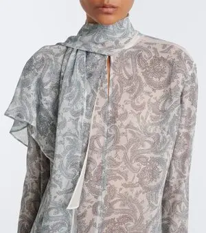 Acne Studios Caped Paisley Silk Cr�pe Blouse