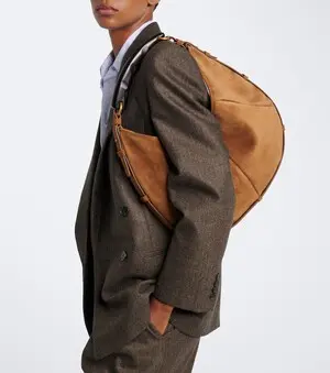 Saint Laurent Mombasa Medium Suede Shoulder Bag - Brown