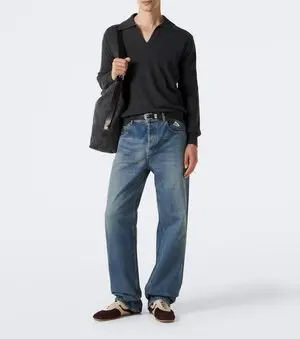 Moncler Wool And Cashmere-blend Notch Neck Polo Sweater