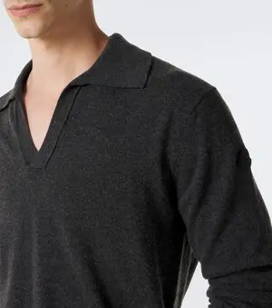 Moncler Wool And Cashmere-blend Notch Neck Polo Sweater