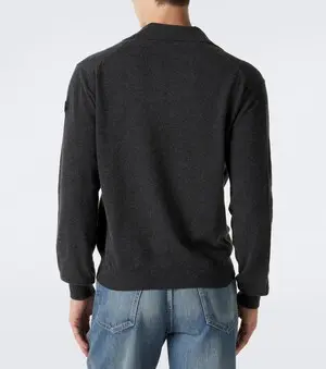 Moncler Wool And Cashmere-blend Notch Neck Polo Sweater