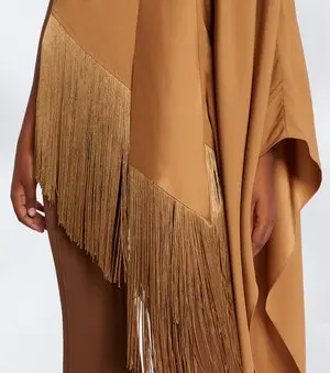 TALLER MARMO Atlas Fringed Scarf-detail Crêpe Cady Blouse - Brown