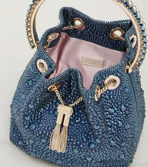 JIMMY CHOO Bon Bon Embellished Satin Bucket Bag