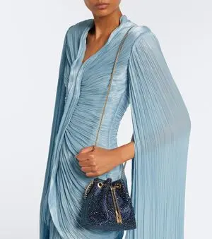 JIMMY CHOO Bon Bon Embellished Satin Bucket Bag