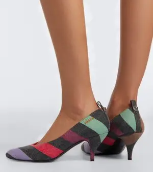 Versace Striped Denim Pumps - Multicoloured