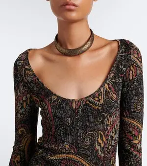 Etro Paisley Ribbed-knit Top