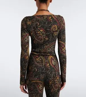 Etro Paisley Ribbed-knit Top