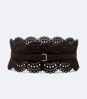 Alaïa Vienne Suede Corset Belt - Brown