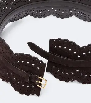 Alaïa Vienne Suede Corset Belt - Brown