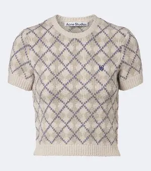 Acne Studios Argyle Cotton-blend Bouclé Sweater - Grey
