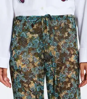 Dries Van Noten Semi-sheer Floral Wide-leg Pants