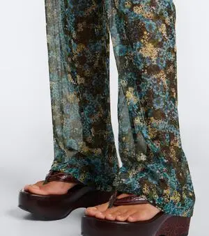 Dries Van Noten Semi-sheer Floral Wide-leg Pants