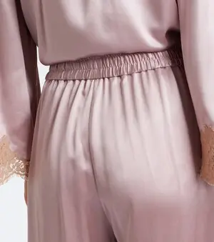 Valentino Garavani Lace-trimmed Silk Crêpe Satin Wide-leg Pants