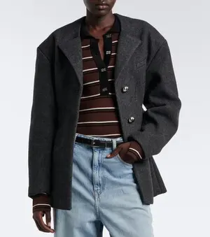 GANNI Belted Wool And Cashmere-blend Blazer