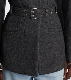 GANNI Belted Wool And Cashmere-blend Blazer