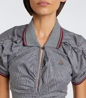 VIVIENNE WESTWOOD Pulling Striped Ruched Cotton Midi Dress - Grey