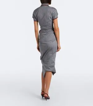 VIVIENNE WESTWOOD Pulling Striped Ruched Cotton Midi Dress - Grey