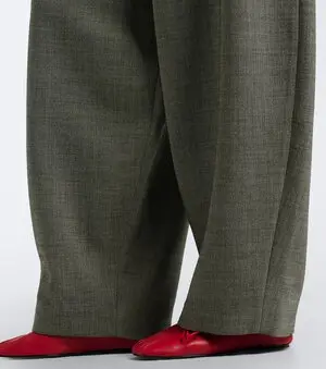 Magda Butrym Heather Herringbone Wool-blend Barrel-leg Pants