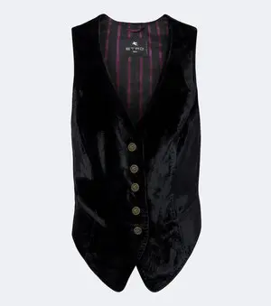 Etro Pegaso Velvet Vest - Black
