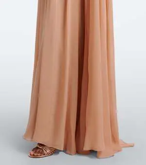 Elie Saab Embellished Plissé One-shoulder Silk Gown