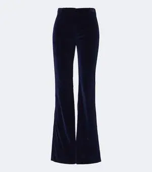 Etro Cotton Velvet Flared Pants - Blue