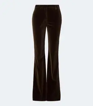 Etro Cotton Velvet Flared Trousers - Brown