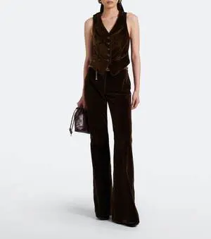 Etro Cotton Velvet Flared Trousers - Brown