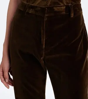 Etro Cotton Velvet Flared Trousers - Brown