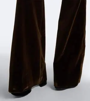 Etro Cotton Velvet Flared Trousers - Brown
