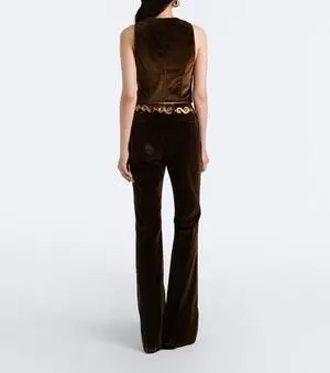 Etro Cotton Velvet Flared Trousers - Brown