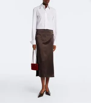 Sportmax Satin Midi Skirt - Brown