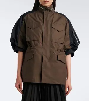 Sacai Cotton Field Jacket In Khaki X Navy
