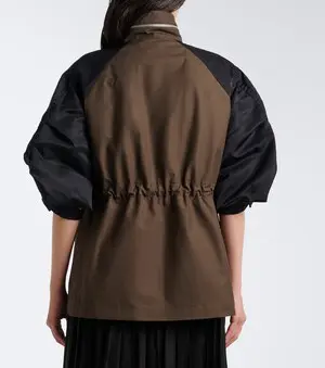 Sacai Cotton Field Jacket In Khaki X Navy