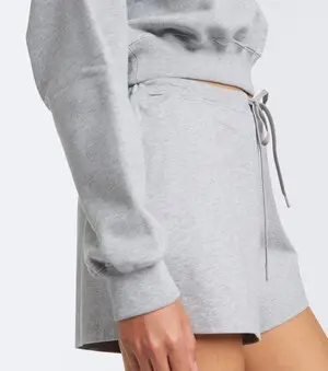 Versace Cropped Cotton Jersey Polo Shirt With Embroidered Collar - Grey
