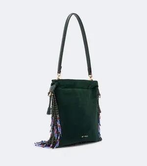 Etro Kalispera Small Beaded Suede Shoulder Bag - Green