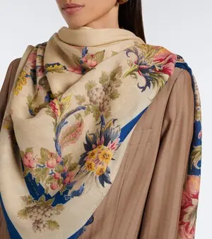 Etro Floral Modal And Cashmere Scarf - White