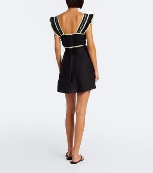 Rixo Diaz Embroidered Lace-trimmed Mini Dress - Black