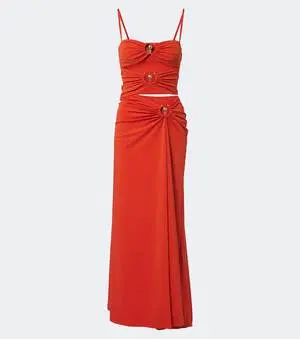 Christopher Esber Orbit Gathered Cutout Maxi Dress - Red