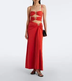 Christopher Esber Orbit Gather Cutout Maxi Dress - Red