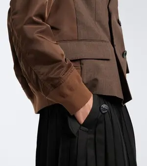 Sacai Double-breasted Wool And Technical Jacket