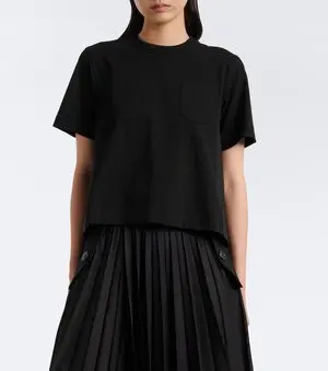 Sacai Cotton Jersey And Denim T-shirt