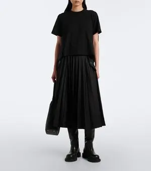 Sacai Cotton Jersey And Denim T-shirt