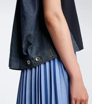 Sacai Cotton Jersey And Denim T-shirt - Blue