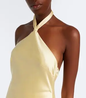Retrofete Ester Halterneck Satin Gown - Yellow