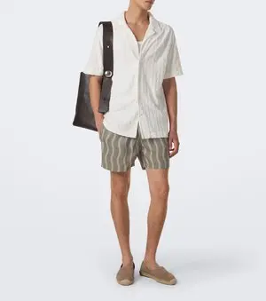Frescobol Carioca Terry-trimmed Cotton-blend Bowling Shirt - White