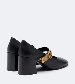 Burberry Checked Buckled Leather Pumps