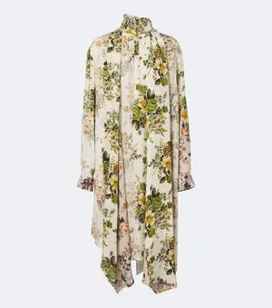 Acne Studios Tie-neck Floral Silk Georgette Midi Dress