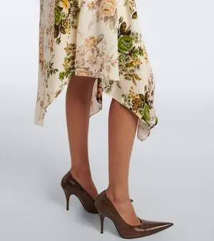 Acne Studios Tie-neck Floral Silk Georgette Midi Dress