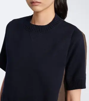 Sacai Knitted Cotton And Cashmere-blend Top - Black