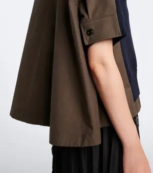 Sacai Knitted Cotton And Cashmere-blend Top - Black